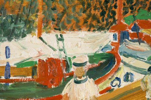 Emile-Pierre Bonny dit Milous (1913-1974, CH), "Marin sur le quai à ...